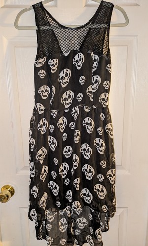 Royal Bones Dress Womens Large Black White Skull Print Asymmetrical ...