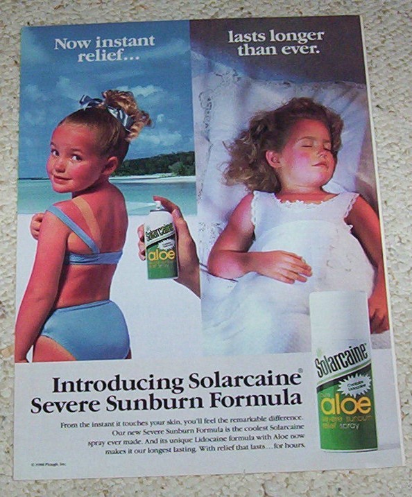 1988 print ad page - Solarcaine CUTE little GIRL sun sunburn Plough ...