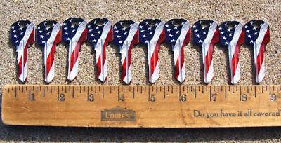 10 PATRIOTIC STARS &TRIPES US FLAG KEYS Uncut NEW House Key Blanks ...