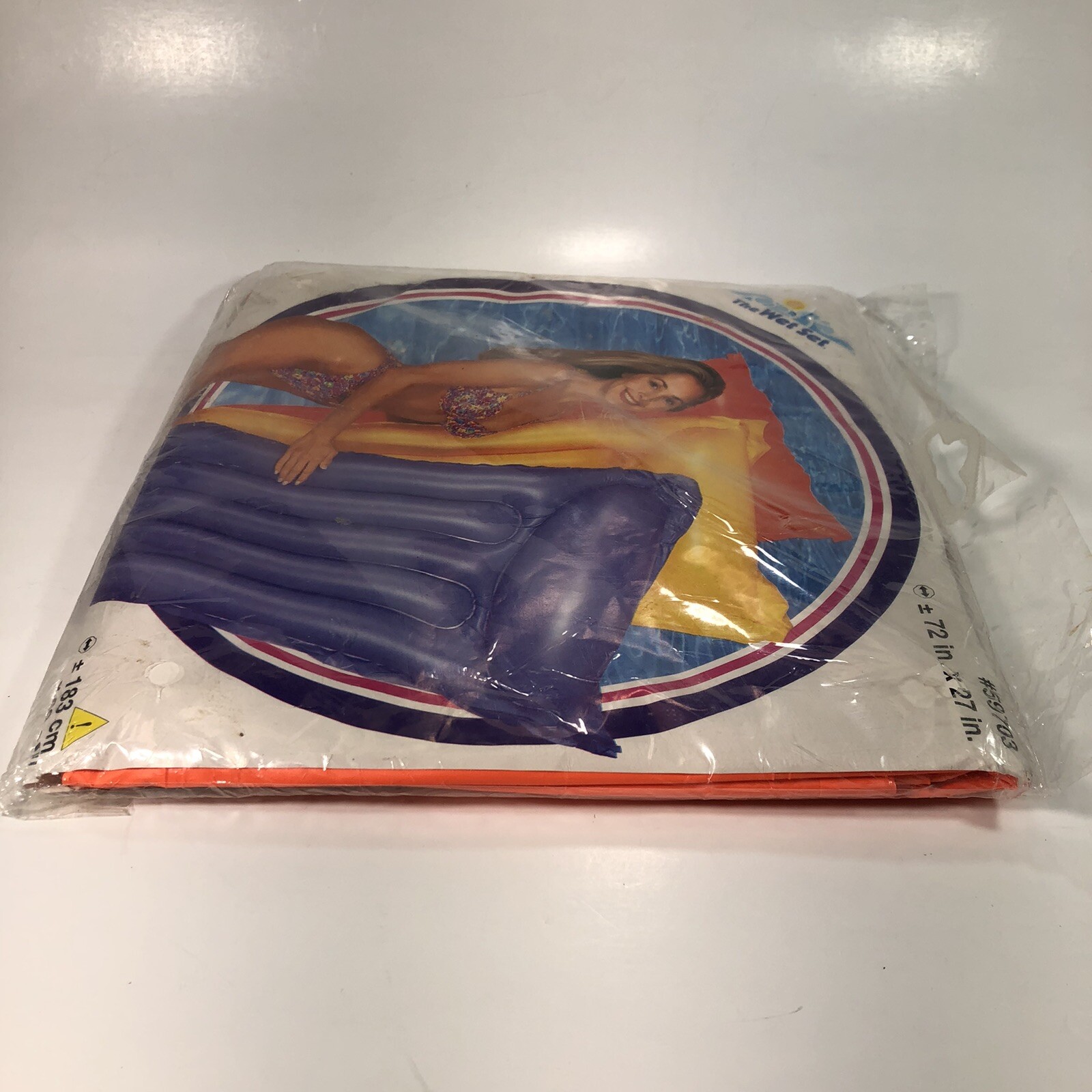 VTG Intex Wet Set Inflatable Air Mat Pool Float Orange Floatie 72 x 27 ...