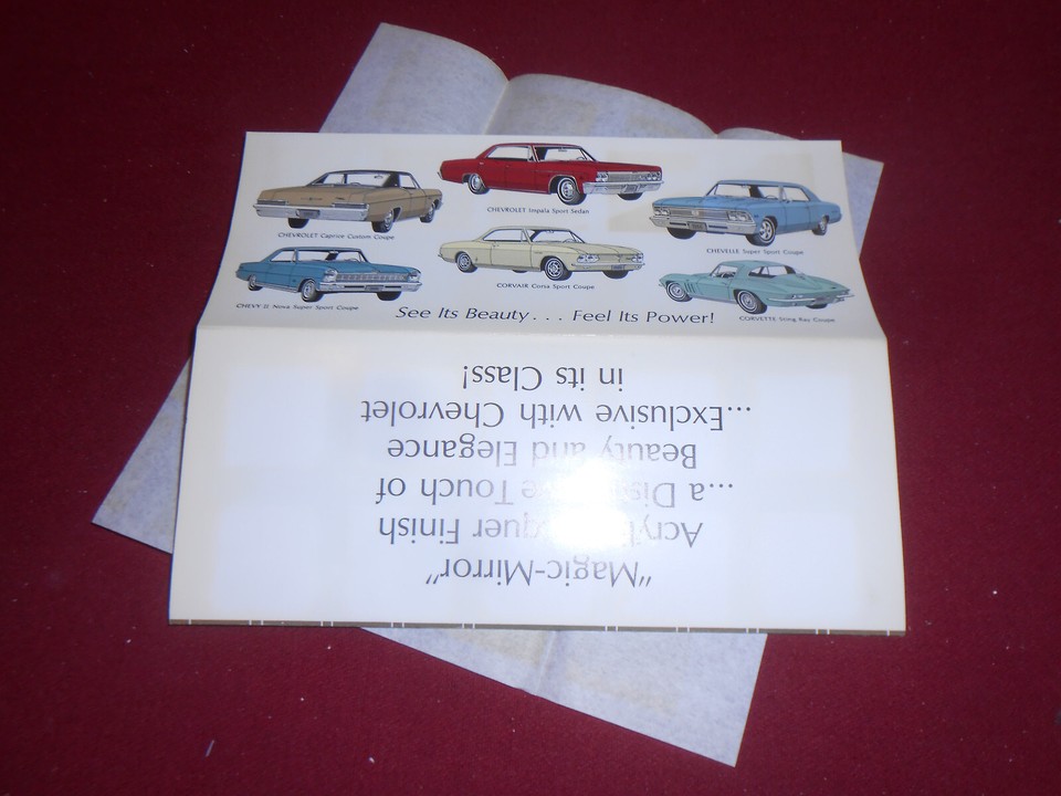 1966 CHEVROLET PAINT COLOR CHIPS BROCHURE FOLDER '66 CHEVY CHEVELLE ...