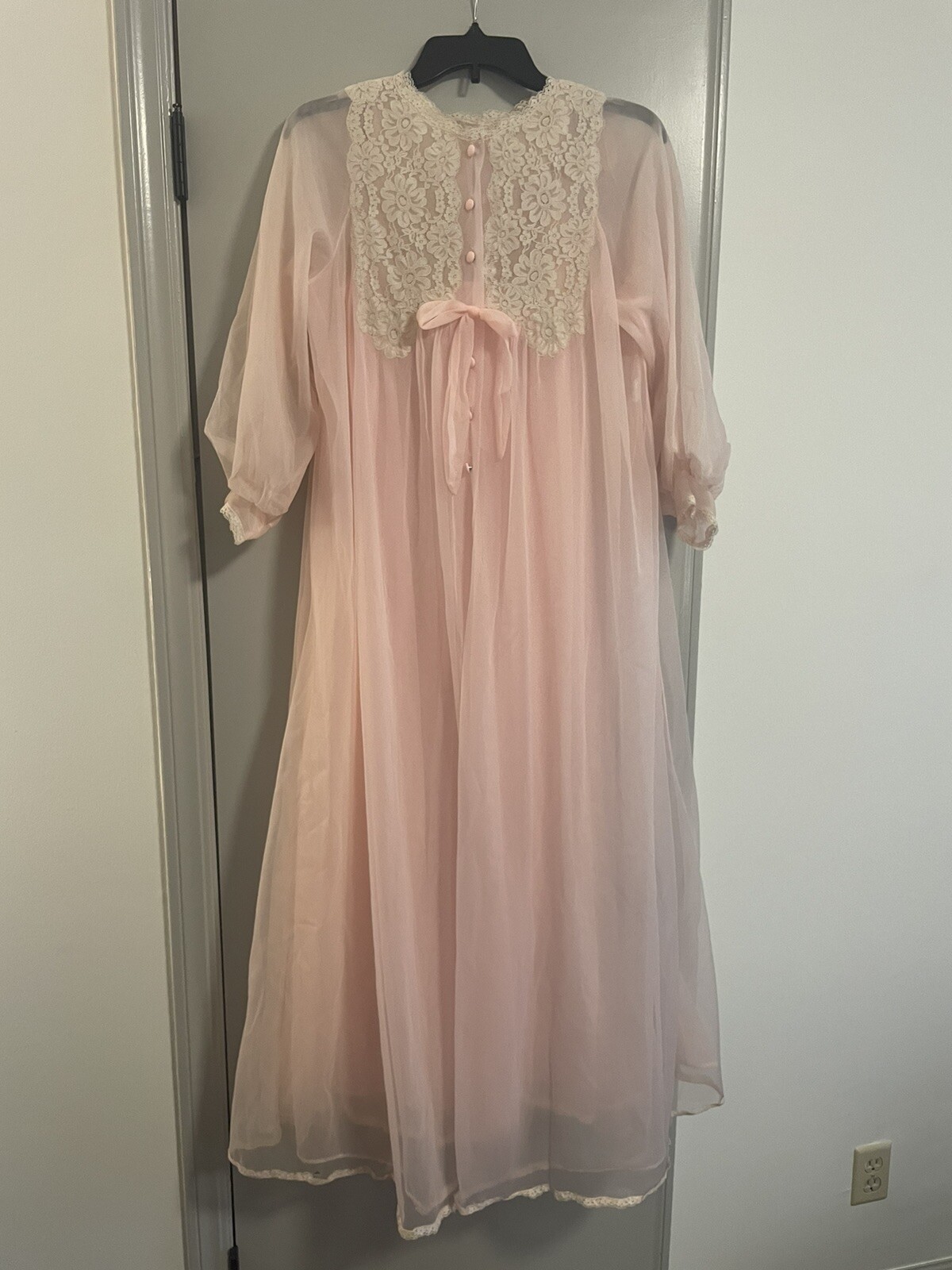 Pink Vintage Gossard Artemis Nightgown Negligee Lace … - Gem