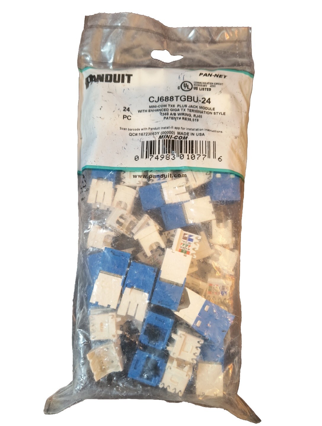 Panduit CJ688TGBU UTP Jack Module - Blue PACK OF 24 JCE 9 691195125236 ...