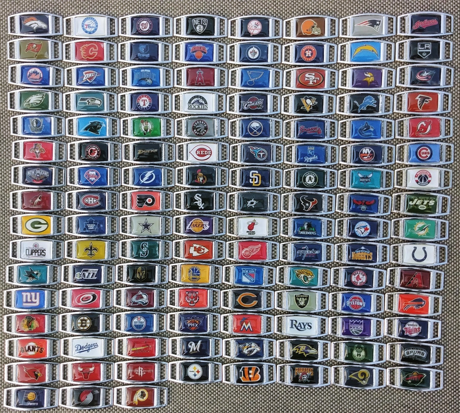 NFL, MLB, NHL, & NBA Oval/ Rounded Rectangular Charms For Shoelaces or ...