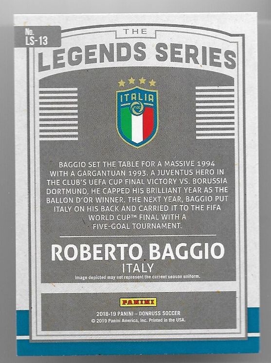 2018-19 Panini Donruss Legends Series Silver Card : Roberto Baggio #LS ...