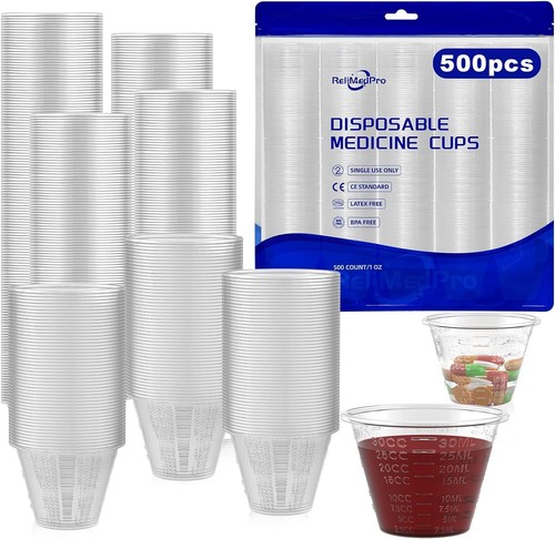 Disposable medicine cups graduated, bulk pack of 500, 1 oz (30ml ...