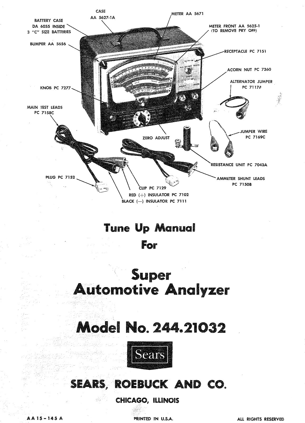 Sears Penske Automotive Analyzer Owners Manual Model 244.21032(Digital ...