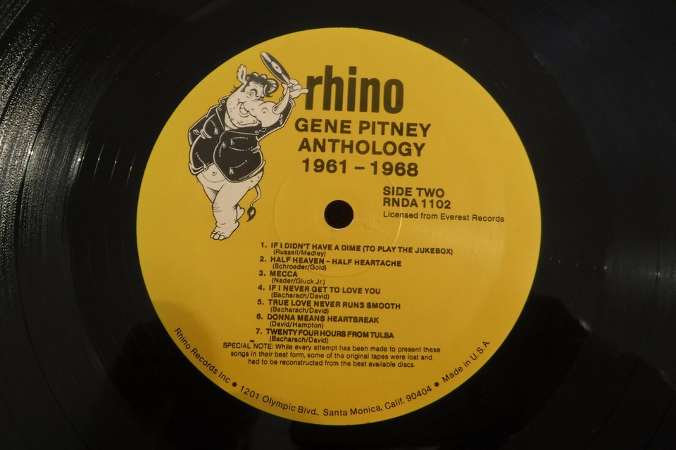 Gene Pitney, Anthology 1961-1968, Rhino RNDA 1102, 1984, 2 LPs, Pop ...