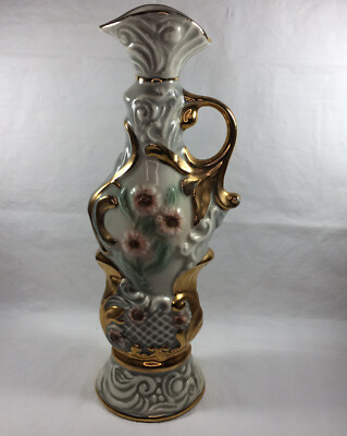 JIM BEAM REGAL CHINA Hollywood Regency Whiskey Decanter Floral Liquor ...