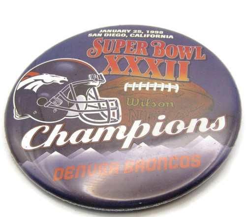 Denver Broncos NFL Football Super Bowl XXXII 32 1998 Pin Button | eBay