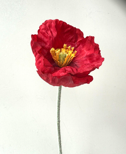 Red Poppy Stem Faux Silk Red Poppies Artificial Flowers 58 cm High ...