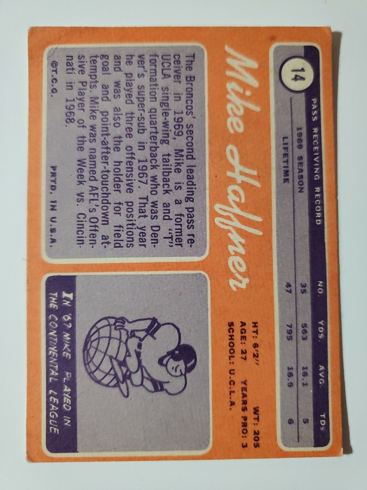 1970 Topps Mike Haffner VG card #14. | eBay