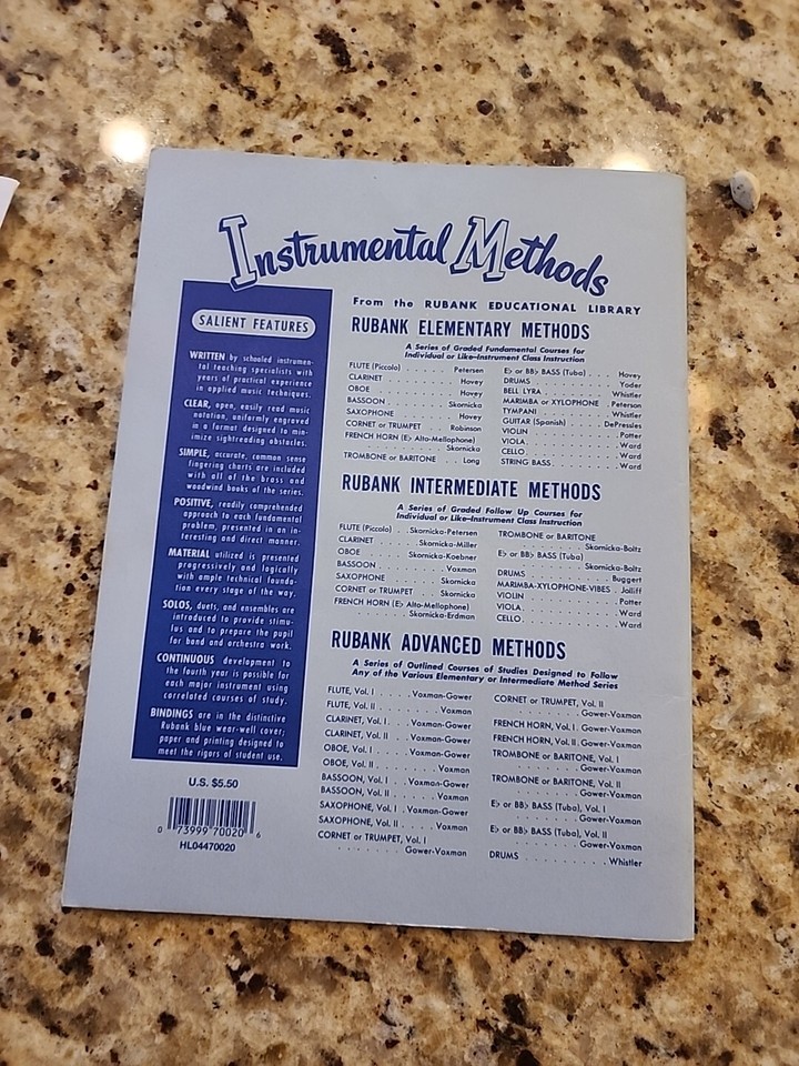 Rubank Elementary Method Trombone or Baritone, No. 39 Newell H. Long ...