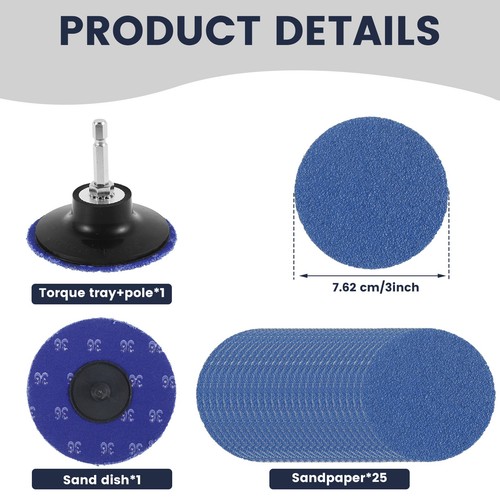 25Pcs Sanding Discs Set 3inch Quick Polishing Sandpaper Wood Sanding ...