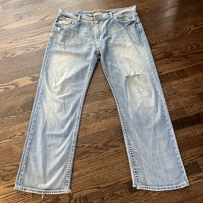 BKE Seth Blue Jeans Distressed Size 42x32 Light Wash Straight Leg Mens ...