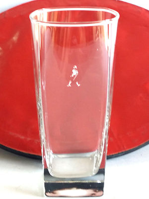 Johnnie Walker Whisky Glass Advertising Tall Square Glass White Logo ...