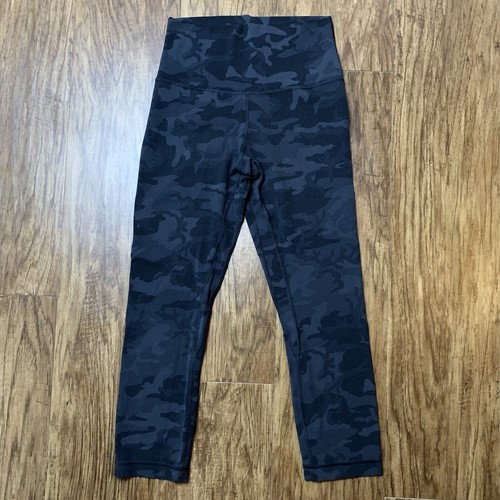 Lululemon Crop Leggings Womens Size 4 Black Align Jogger High Rise Camo ...
