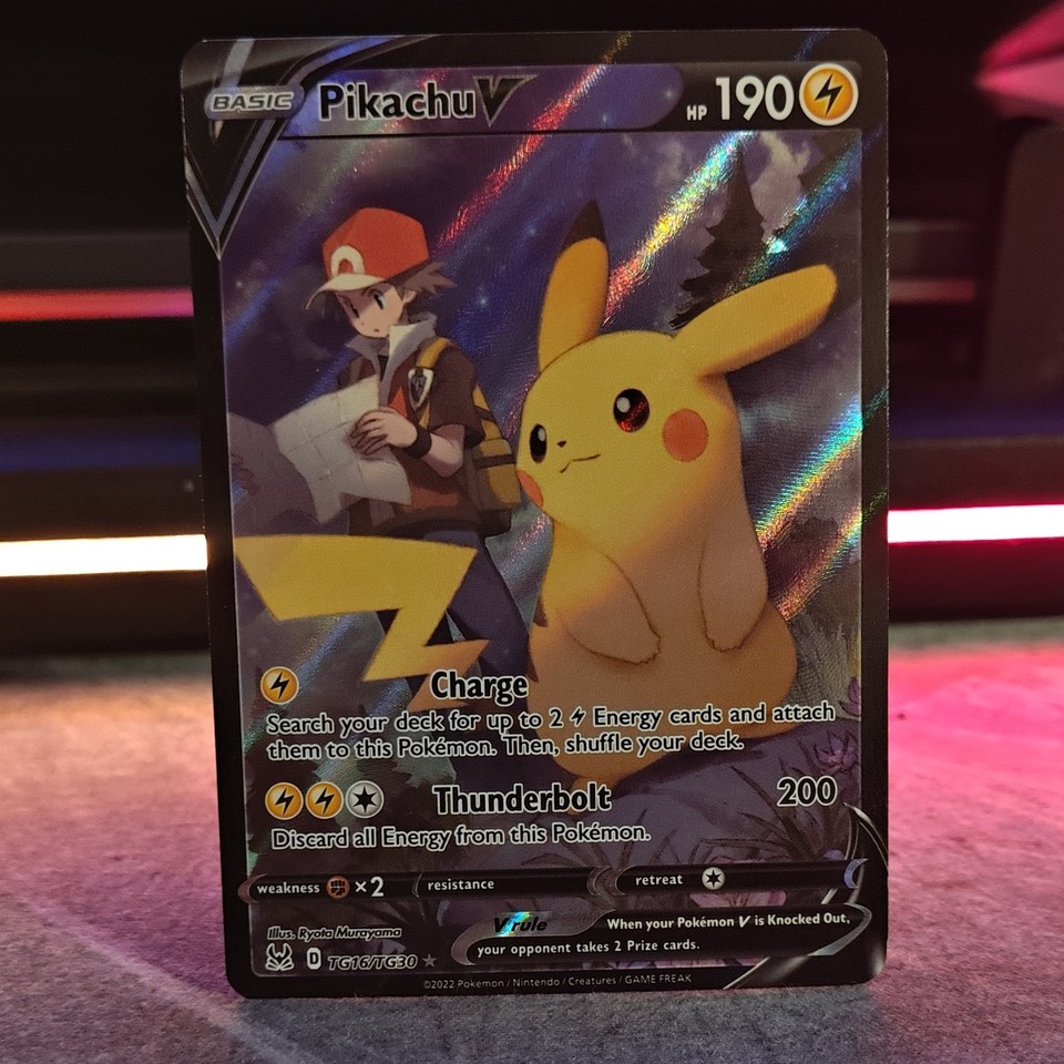 Pokémon Pikachu V Full Art Ultra Rare Holo Card TG16/TG30 Lost Origin ...