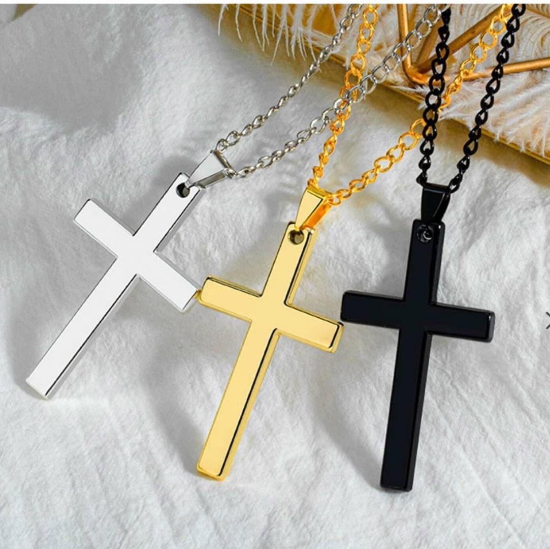 Religious Cross Necklace Pendant 45cm Chain TITANIUM Jewelry Jewellery ...