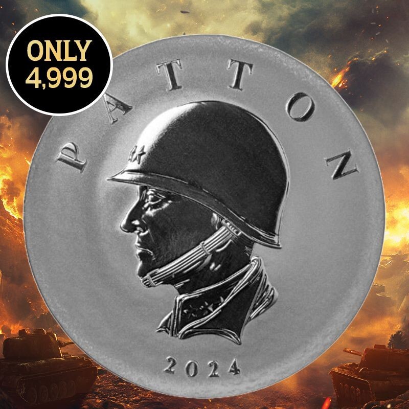 2024 - 5 oz COMMANDER PATTON Silver Coin .9999 Fine Silver bu ...