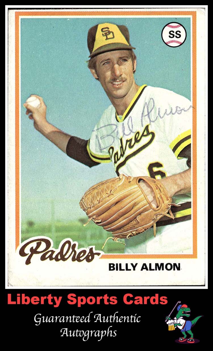 1978 Topps Billy Almon #392 Authentic Autographed Card San Diego Padres ...