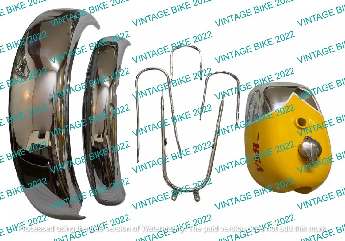 BSA B25 B44 ACERO AMARILLO TANQUE DE COMBUSTIBLE Y ACERO CROMO ...