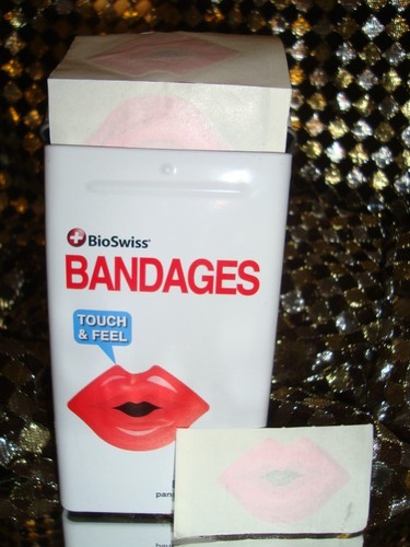 PINK RED LIP BANDAIDS BANDAGES BIO SWISS KISS MY BOOBOO PUFFY FUN ...
