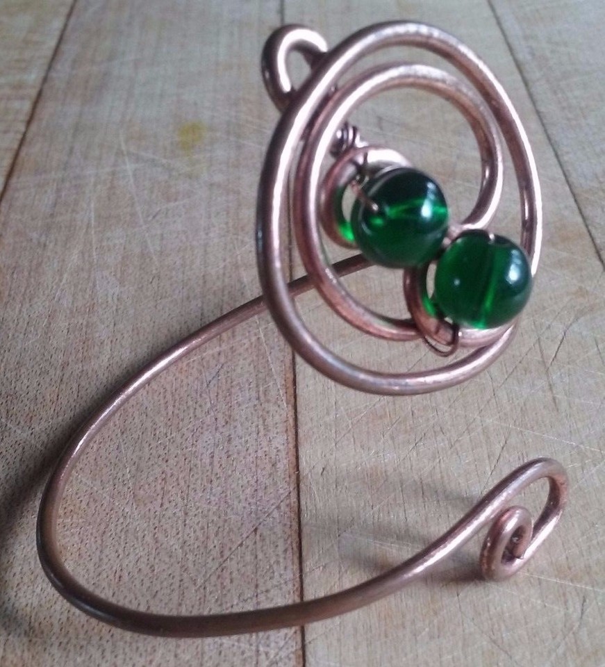 Unique Handmade Bead & Copper Wire Bangle Bracelet Cuff - Copper ...