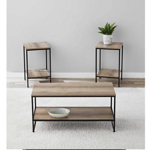 Mainstays 3-Piece Coffee and End Table Set, Rustic Brown | eBay