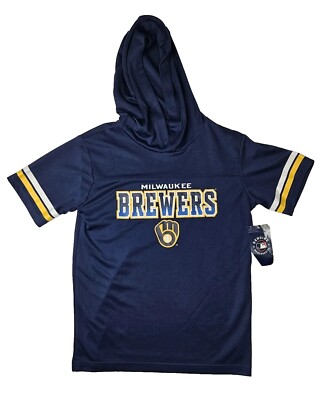 MLB GENUINE MERCHANDISE MILWAUKEE BREWERS HOODED T-SHIRT BOYS SIZE ...