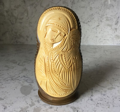 Sergiev Posad Matryoshka 5 PC Nesting Carved Mother God Russian ...