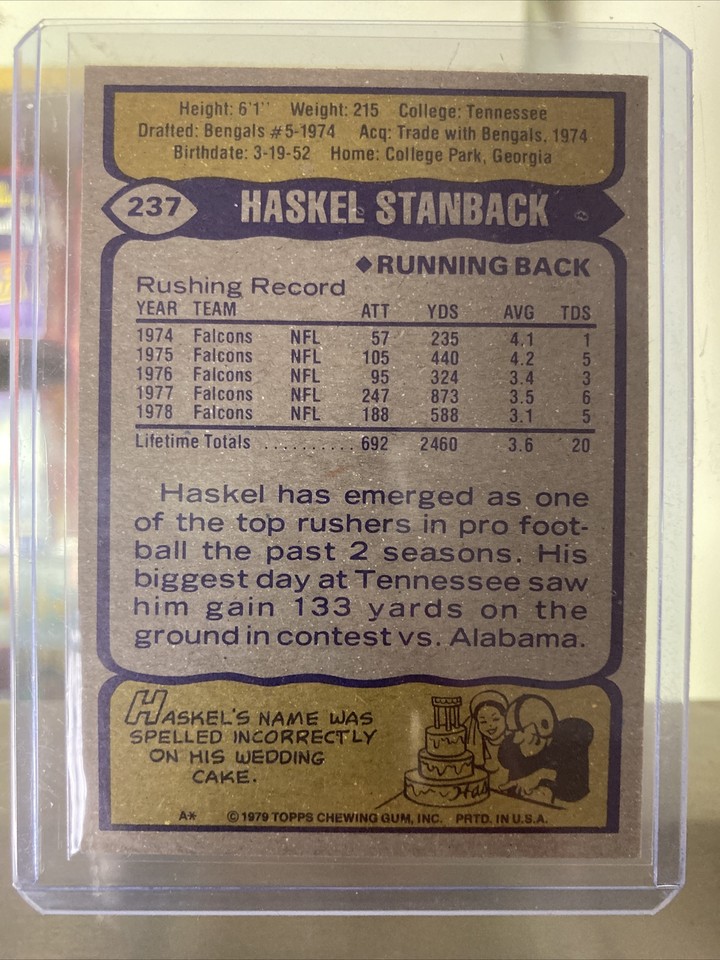 1979 Topps Haskel Stanback Atlanta Falcons #237 | eBay