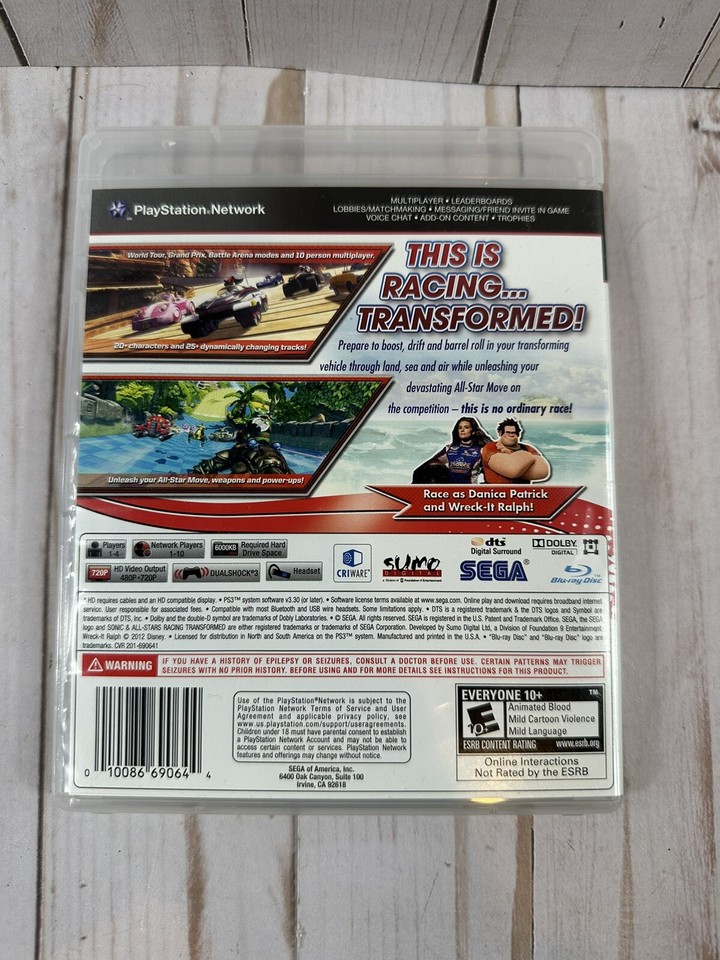 Sonic & All-Stars Racing Transformed (Sony PlayStation 3, 2012) PS3 ...