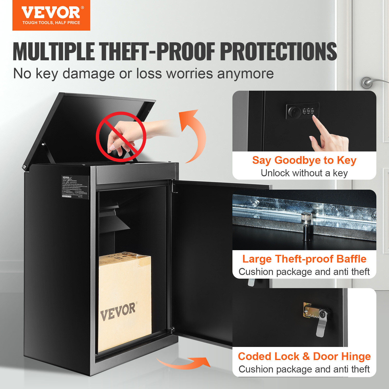 VEVOR Package Delivery Box Storage Parcel Delivery Lockable Home Drop ...