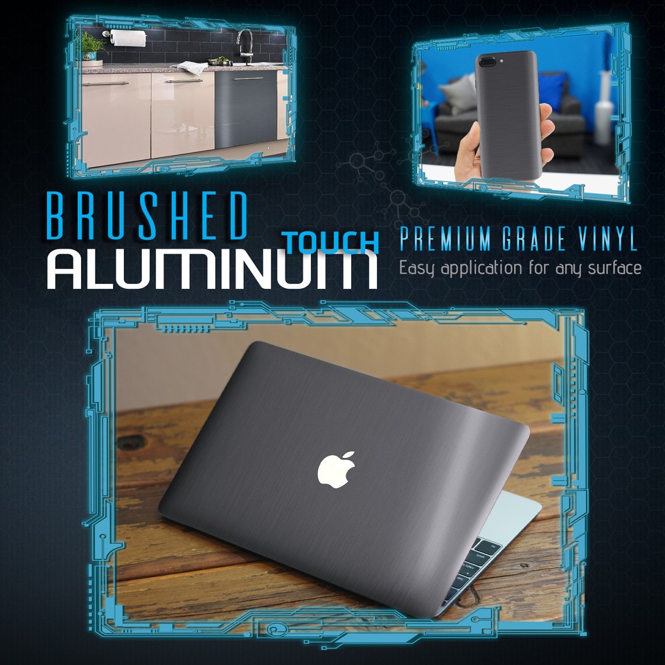 36" x 60" Inch Gunmetal Brushed Aluminum Vinyl Wrap Roll Decal Air ...