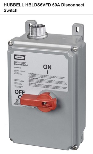(C) HUBBELL HBLDS6VFD 60 A Disconnect Switch 4X 12k 600V Non Fusible ⚡️ ...