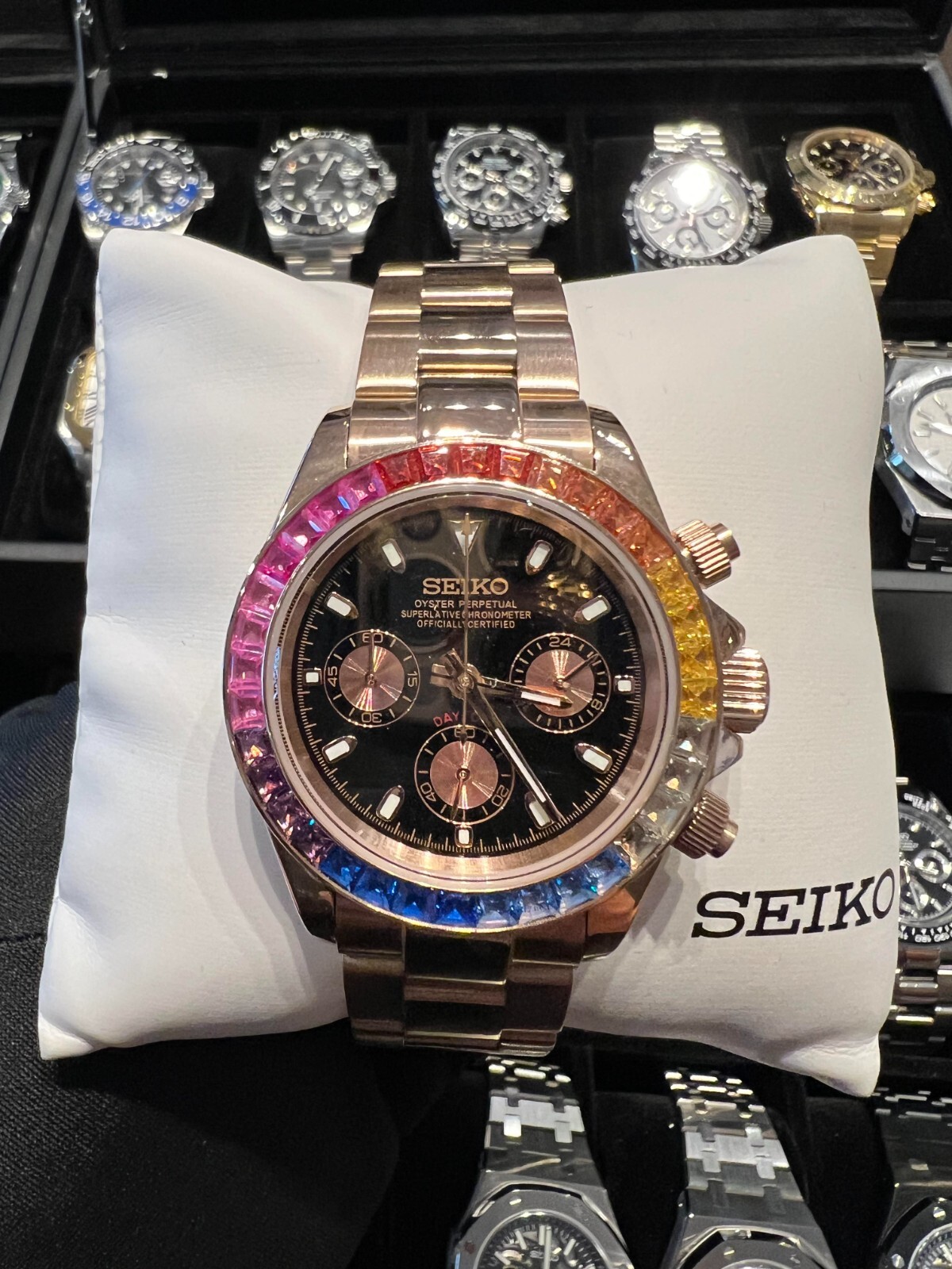 Seiko Rainbow Rocks Gold Day Tona Custom Watch Mod VK63 Quartz ...