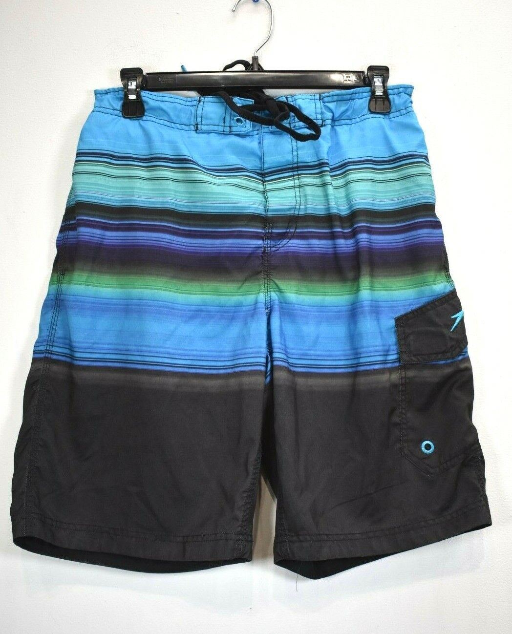 Speedo Mens Blue Hairline Striped Drawstring Waist Sw… - Gem