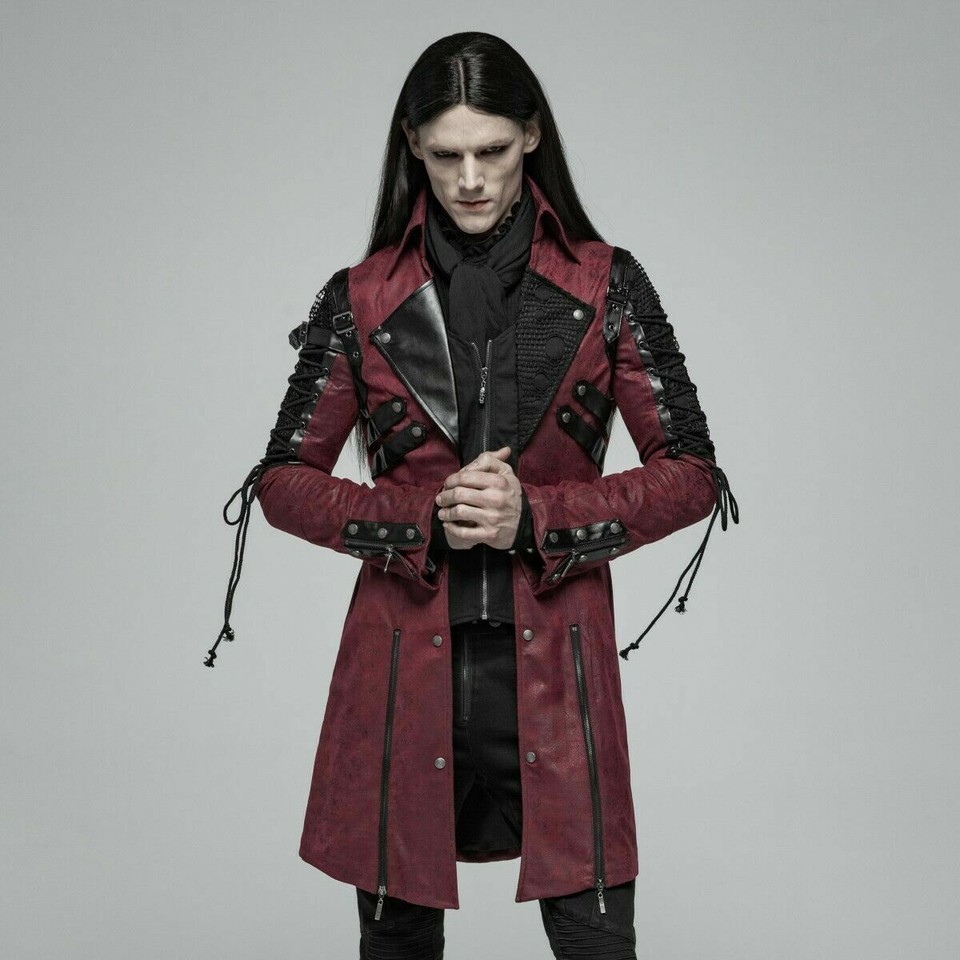 Authentic PUNK RAVE Gothic Vampire Heavy Metal Black Red Jacket Coat ...