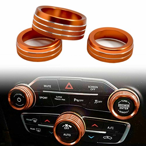 Orange Aluminum Climate Fan Volume Turn Knob Ring Cover Fits Ram 1500 ...