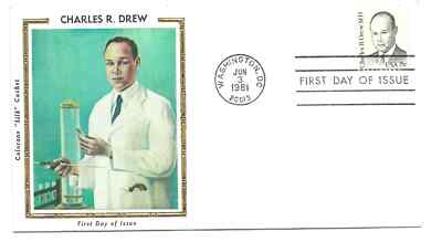 DR CHARLES DREW PIONEER BLOOD BANK BLACK HERITAGE COLORANO SILK CACHET ...