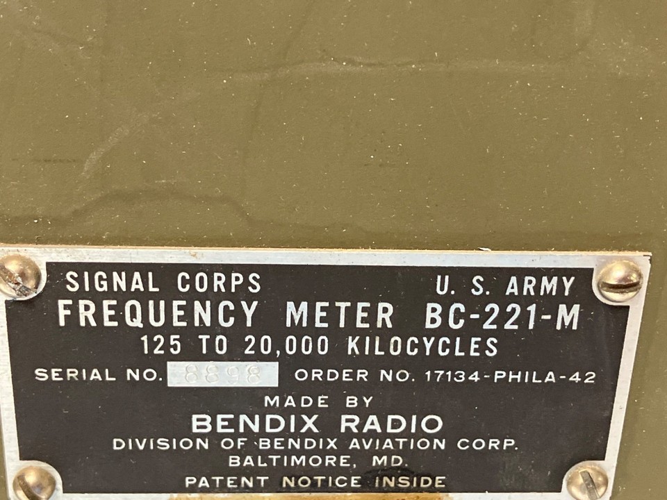 Vintage WW2 U.S. Army Signal Corps Frequency Meter BC-221-M By Bendix ...