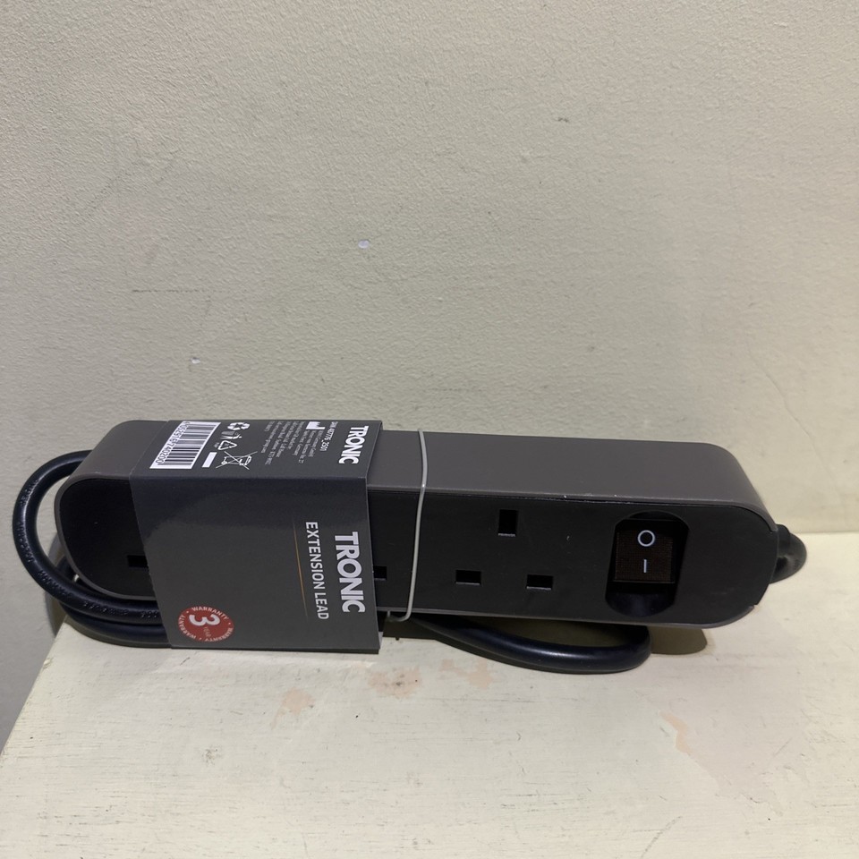Tronic Extension Lead - 3 Sockets With Shutter Black | eBay UK
