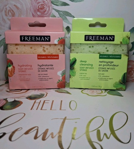 2 Freeman Hydrating Soap Infused Sponge Reusable - Strawberry Milk ...