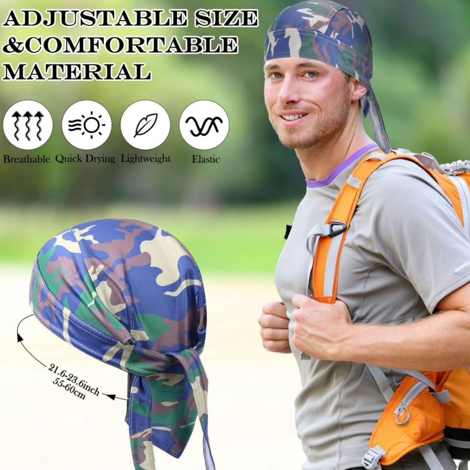 8 Pack Do Rag Skull Caps for Men Sweat Wicking Doo Rags Cooling Helmet ...
