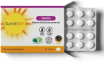 SunVit-D3 1,000iu Vitamin D3 Tablets x1 Pack - Dairy Free, Halal ...