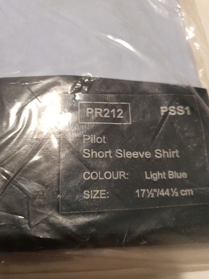 Premier Pilot Pr212 Short Sleeve Shirt Light Blue 17.5" | eBay UK