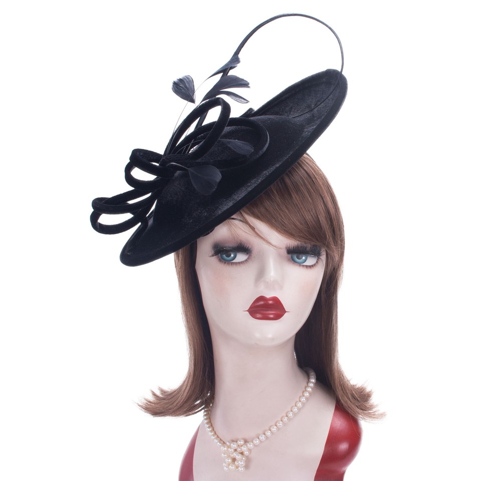 Elegant Womens Loop Velvet Wedding Occasion Church Fascinator Headpiece ...