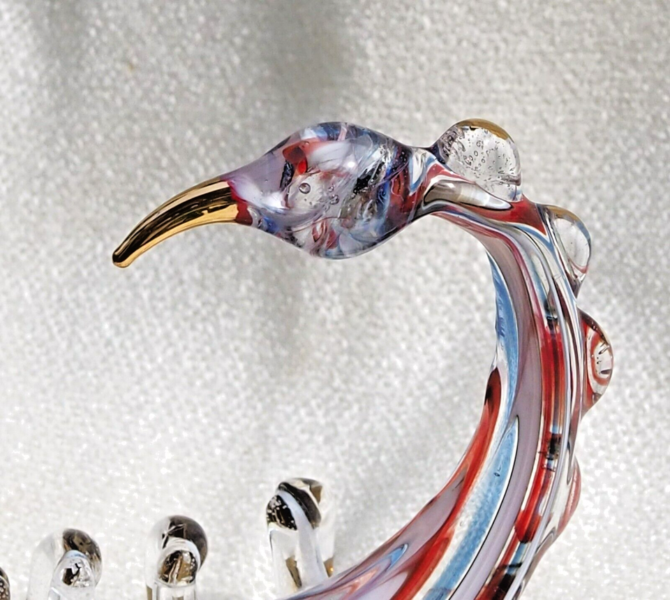 Blue Maroon SCORPION hand blown art glass figure 4 inch gold trim ...