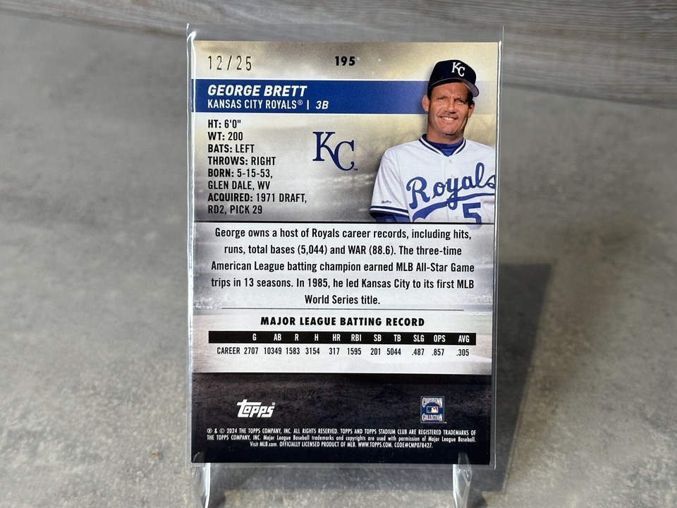 2024 STADIUM CLUB GEORGE BRETT RAINBOW FOIL 12/25 ROYALS HOF | eBay